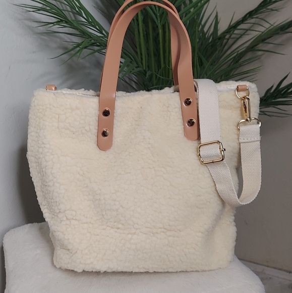 Bags | Sherpa Cream Color Tote Bag | Poshmark